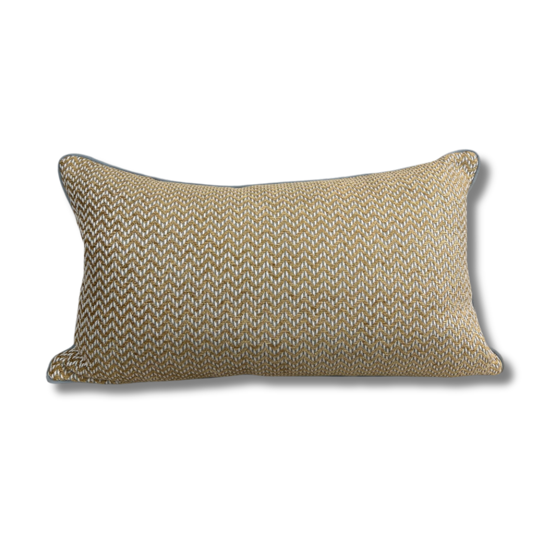 Yellow Weave Rectangular Scatter Cushion with Contrast Grey Piping ...