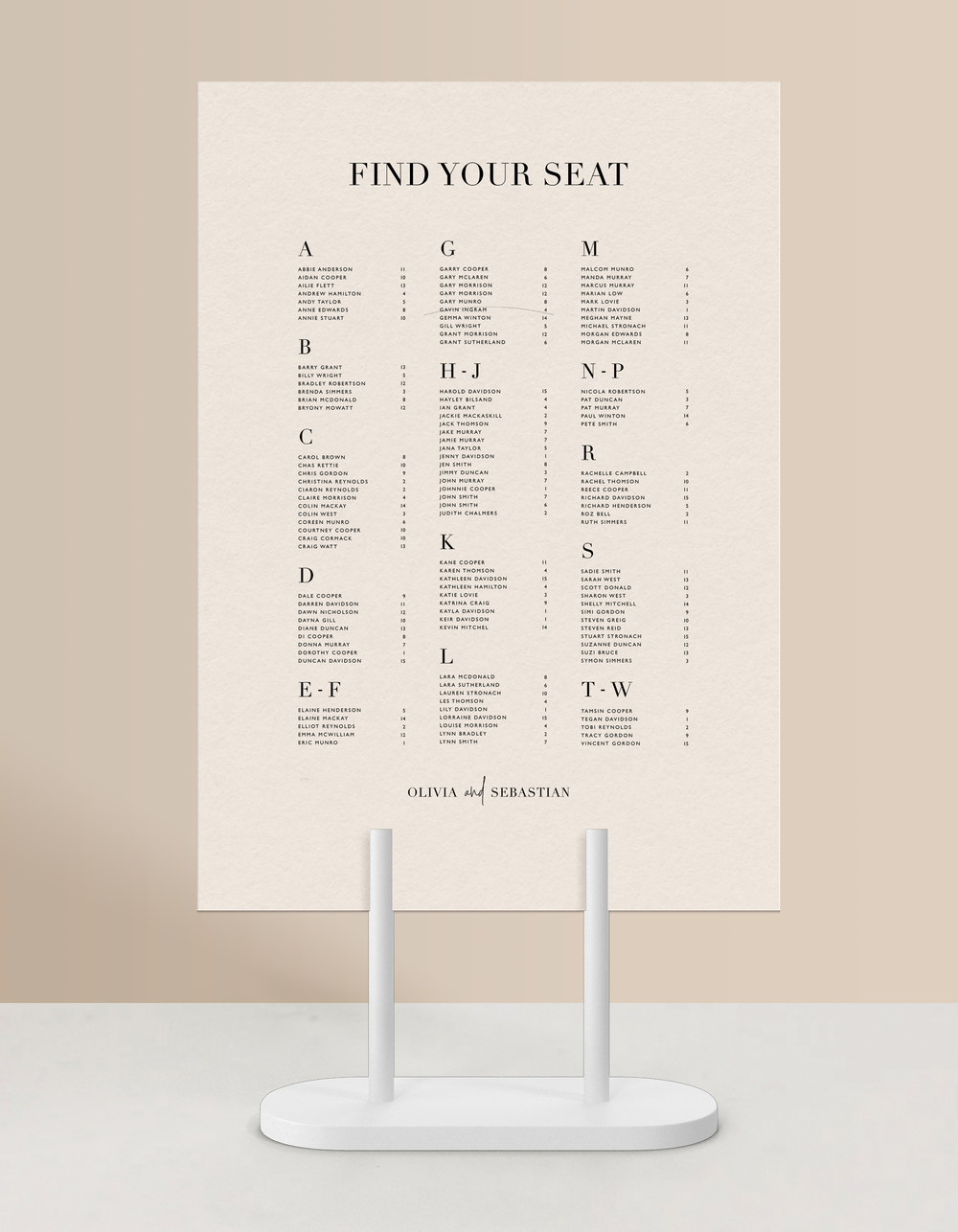 Seating Charts — Stamp Design Co | Luxury Wedding Stationery
