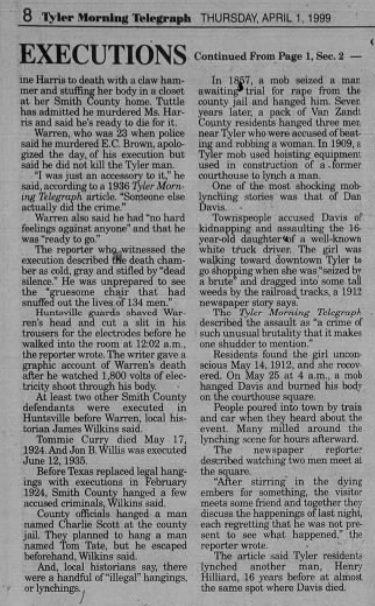 Tyler, TX’s First Recorded Lynching — We Remember Tyler Lynching ...