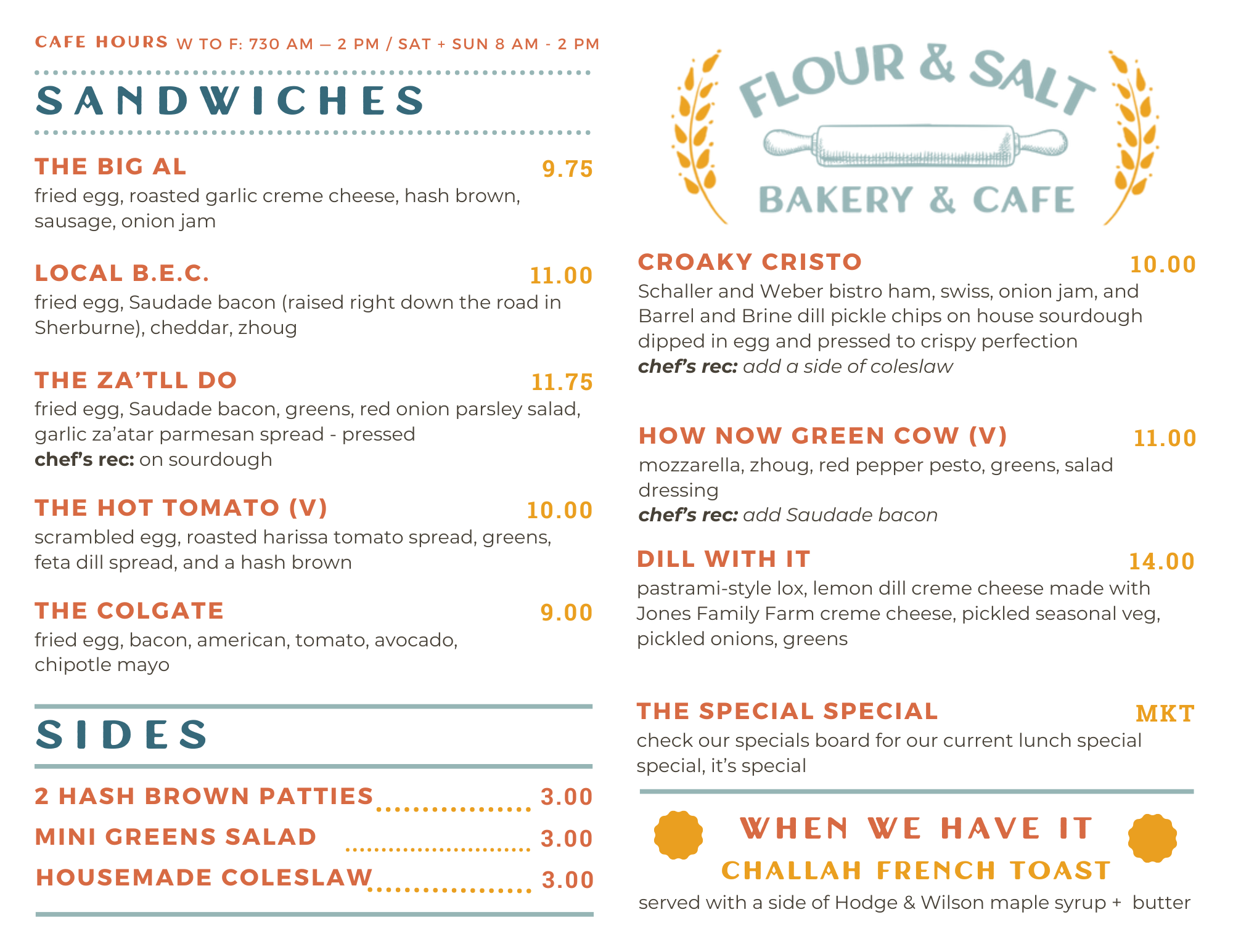 menu — Flour & Salt