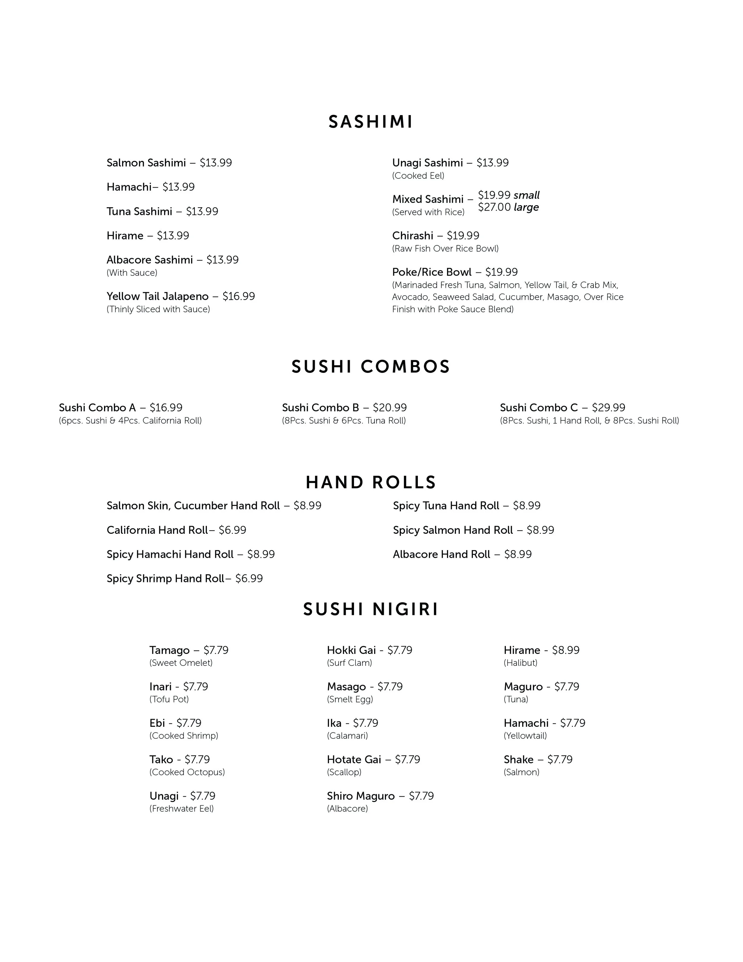 Menu — Supreme Sushi