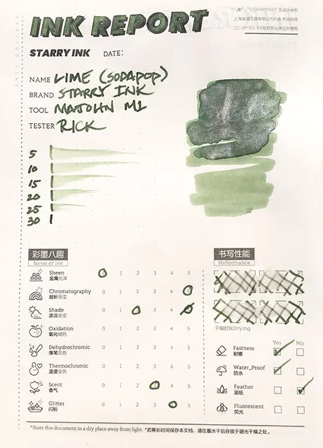 Ink Review: Starry Ink (Sodapop) Lime fountain pen ink with shimmer ...