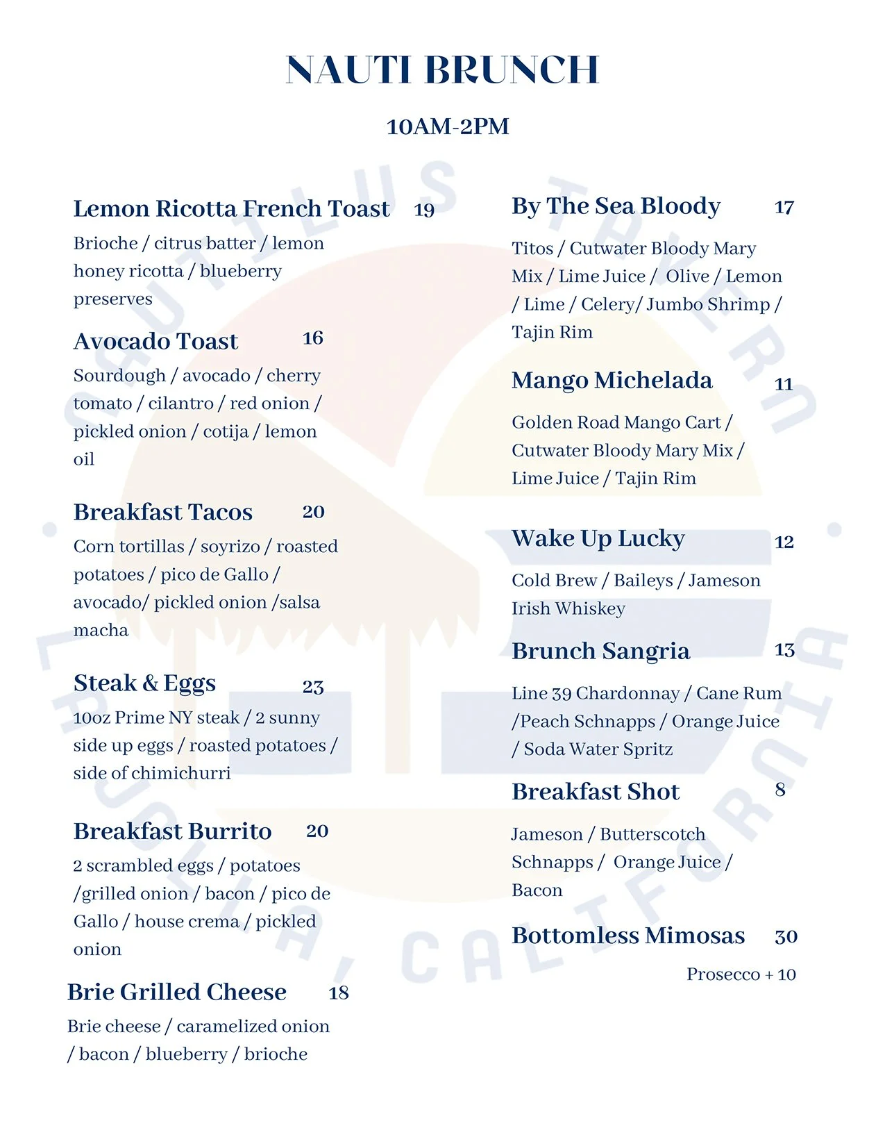 Menu — Nautilus Tavern