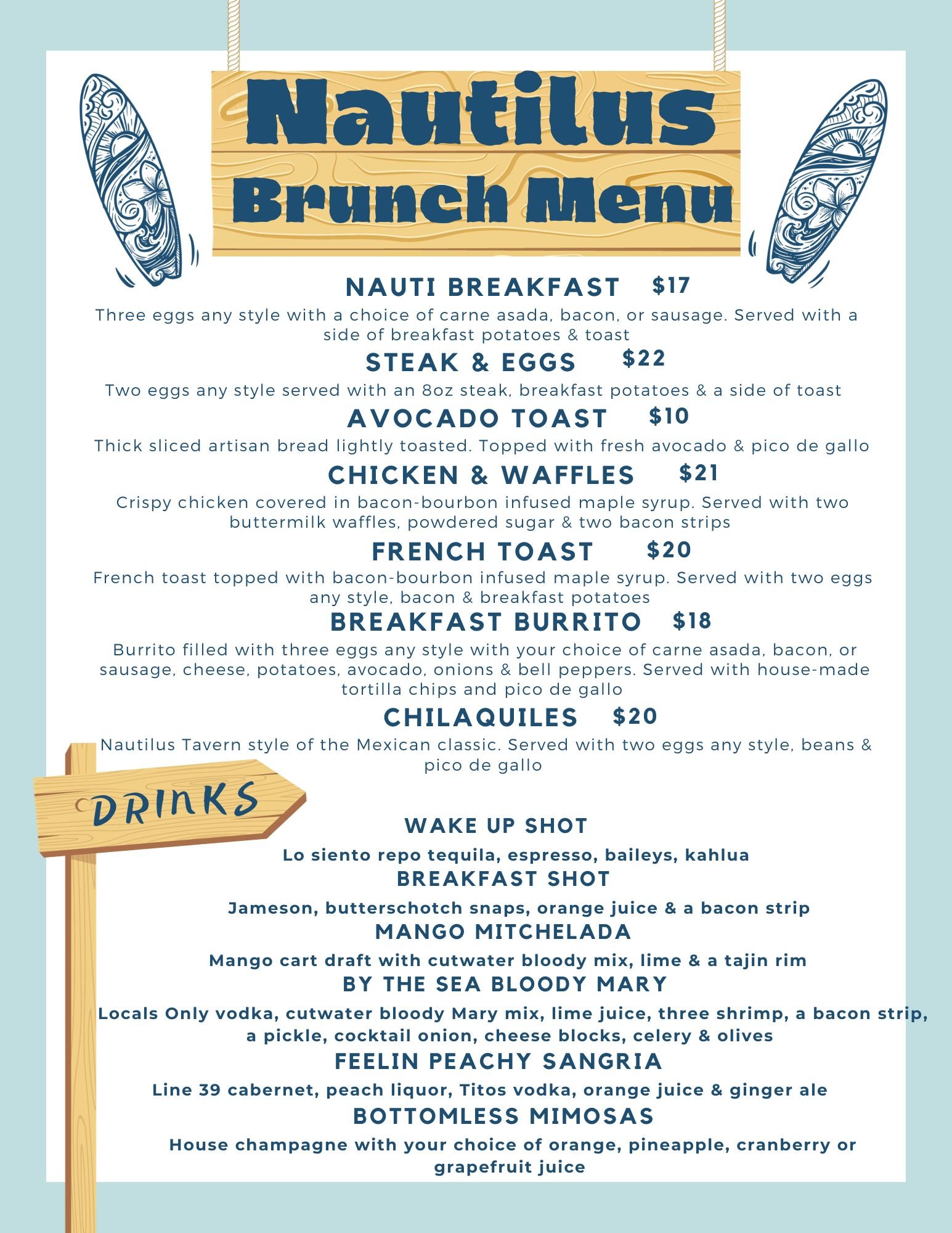 Menu — Nautilus Tavern