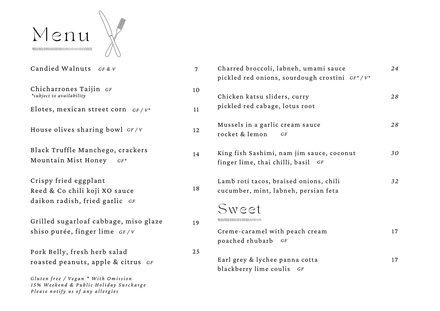 Menu — Elysian