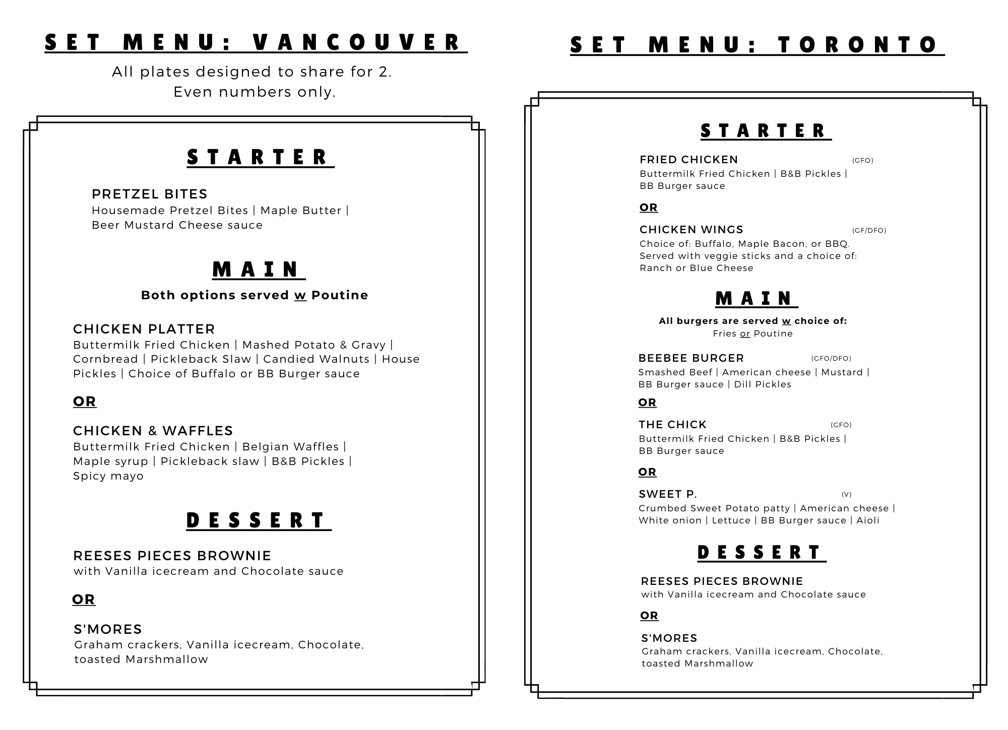 Beaver and Bear Menu — Centrepoint Theatre