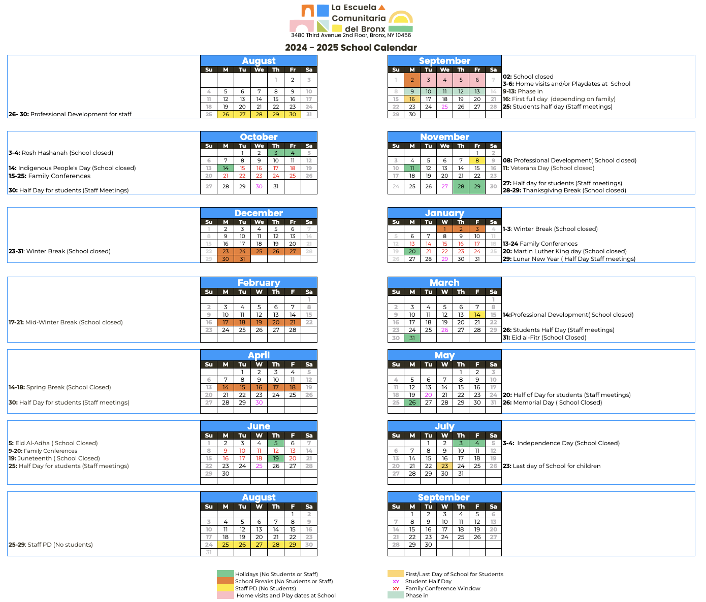 School Calendar 24-25 — ECB