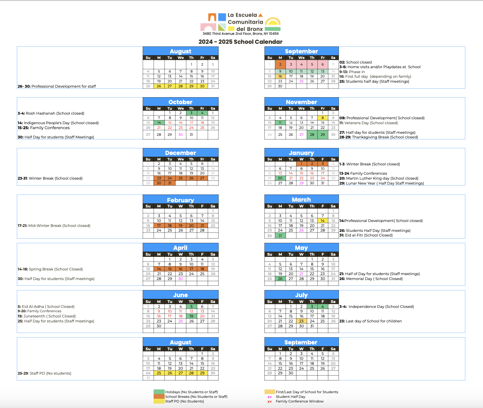 School Calendar 24-25 — ECB