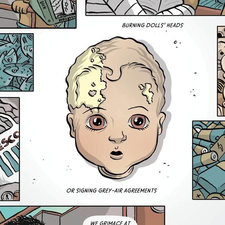 Illustrated image of a doll's head, decayed by the sea. Edward Ross ...
