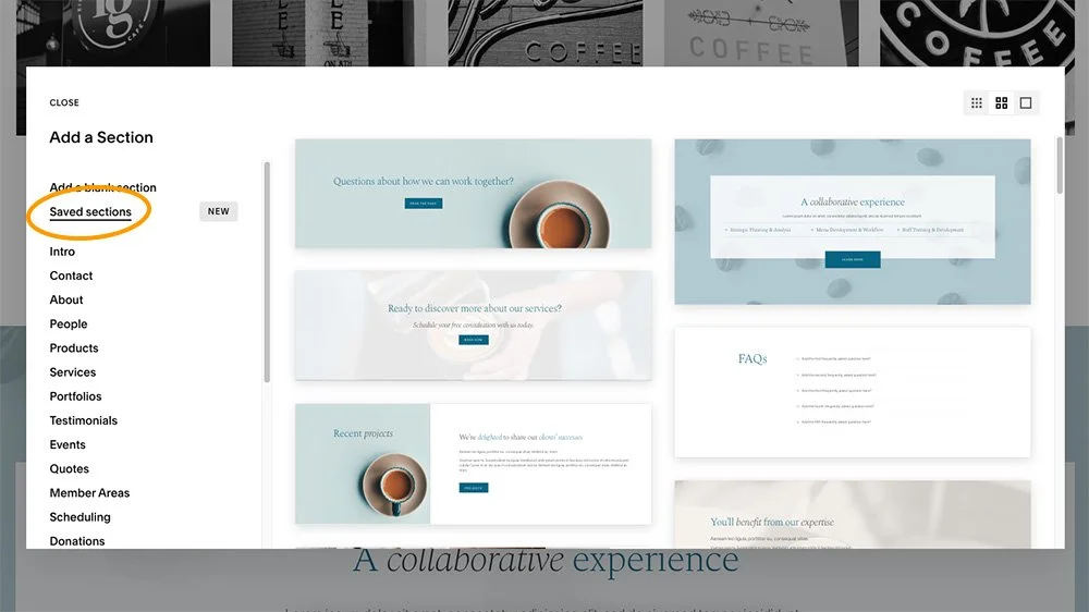 How to work with Squarespace page sections — Porta Blu Design