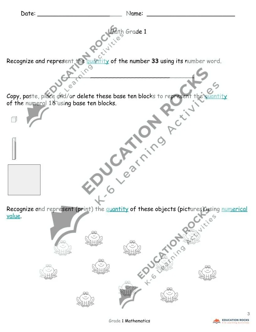 Grade 1 Math Visualize Compositions — Education Rocks