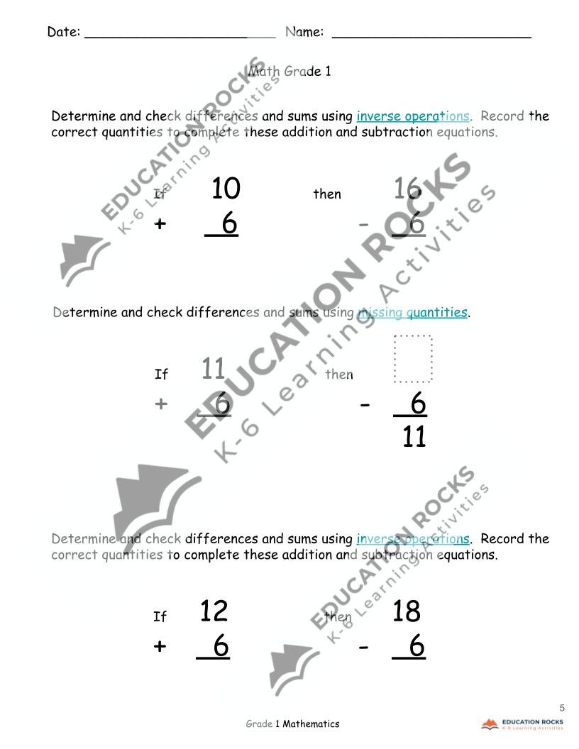 Grade 1 Math Goods & Services — Education Rocks
