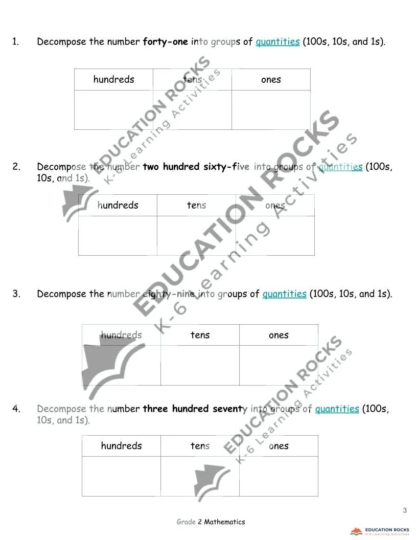 Grade 2 Math Partitioning (Equality & Inequality) — Education Rocks