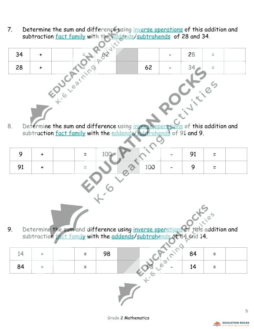 Grade 2 Math Partitioning (Equality & Inequality) — Education Rocks