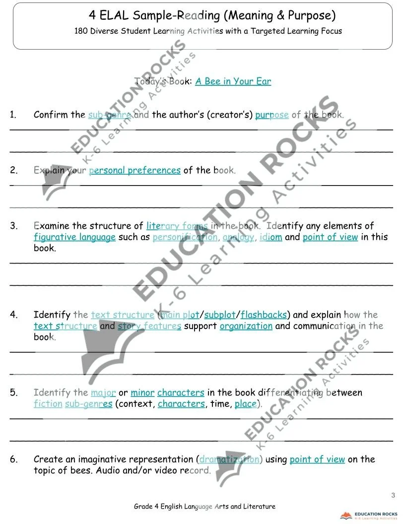 Grade 4 English Language Arts & Literature-Reading Strategies ...