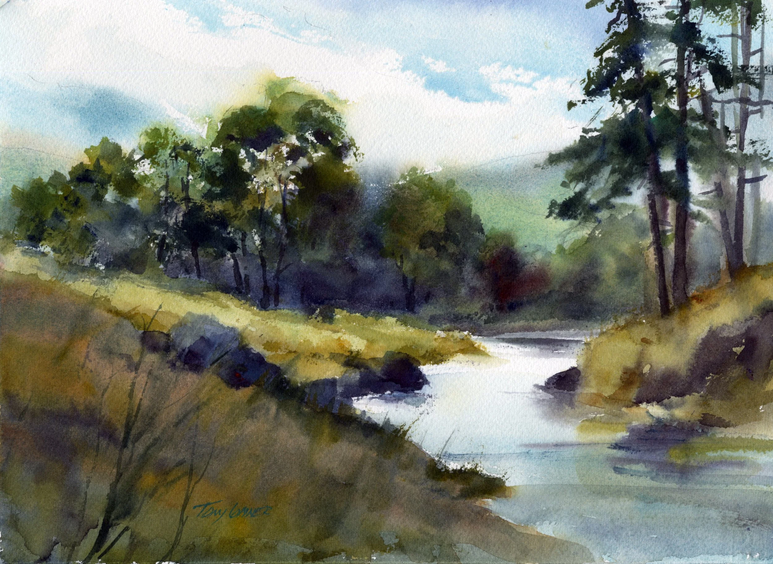 "Quiet Time" -watercolor landscape painting — Tony Conner