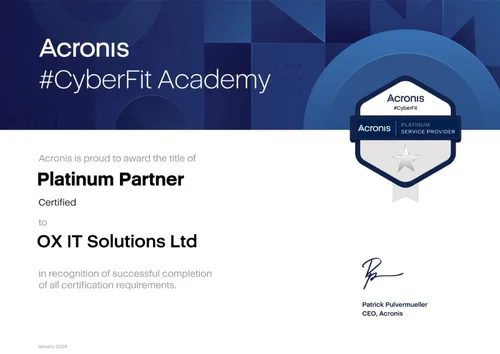 Work with an Acronis Platinum Partner | OX IT Solutions