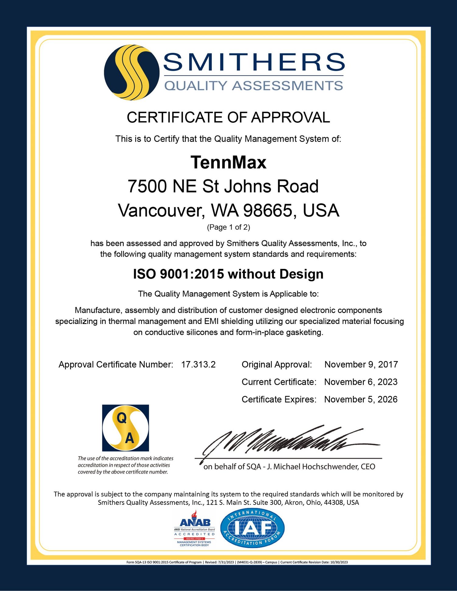 Certificates — TennMax
