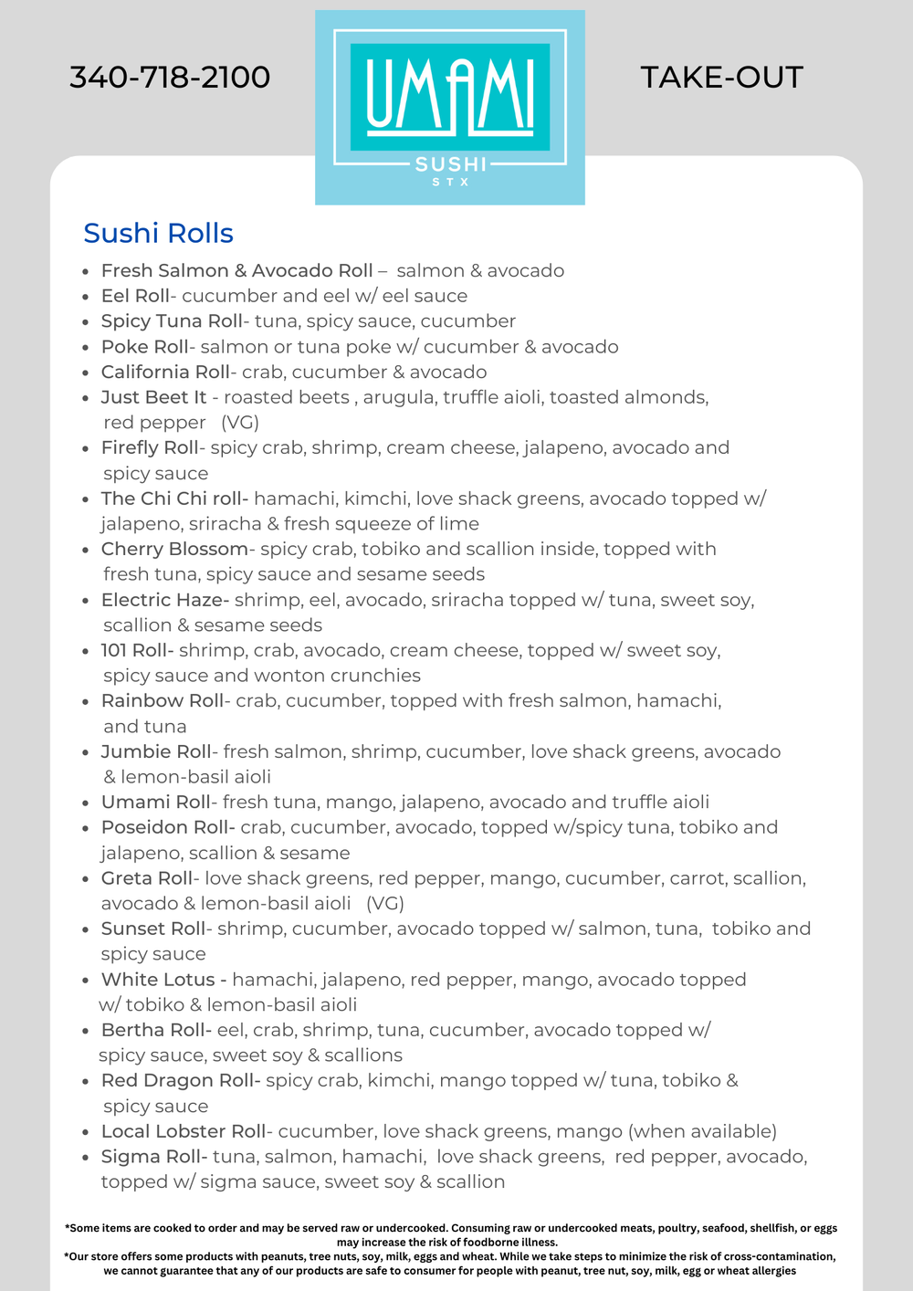 Menu 1 — Umami STX