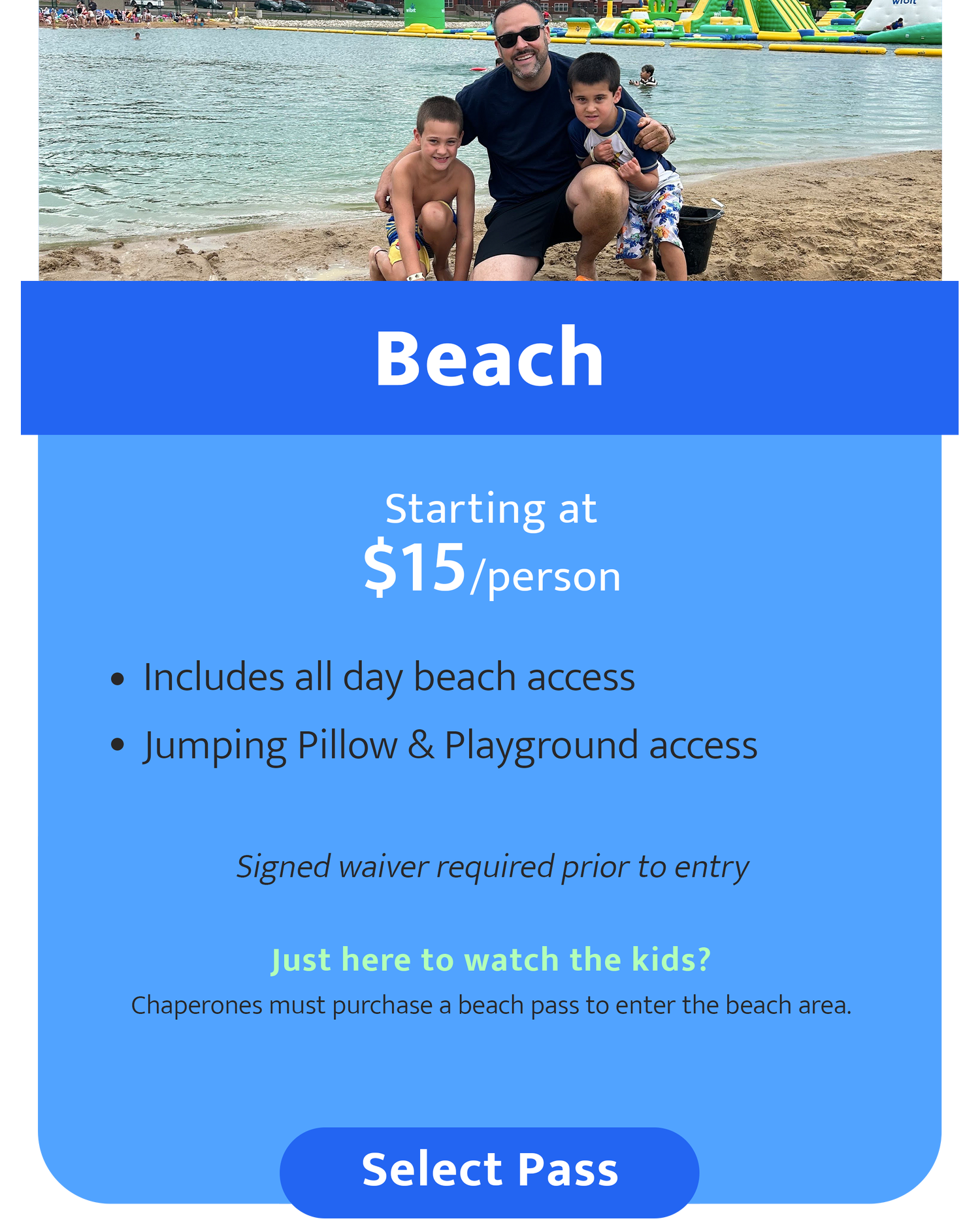 Sandy Beach and Clear Blue Water — Bear Paw Adventure Park