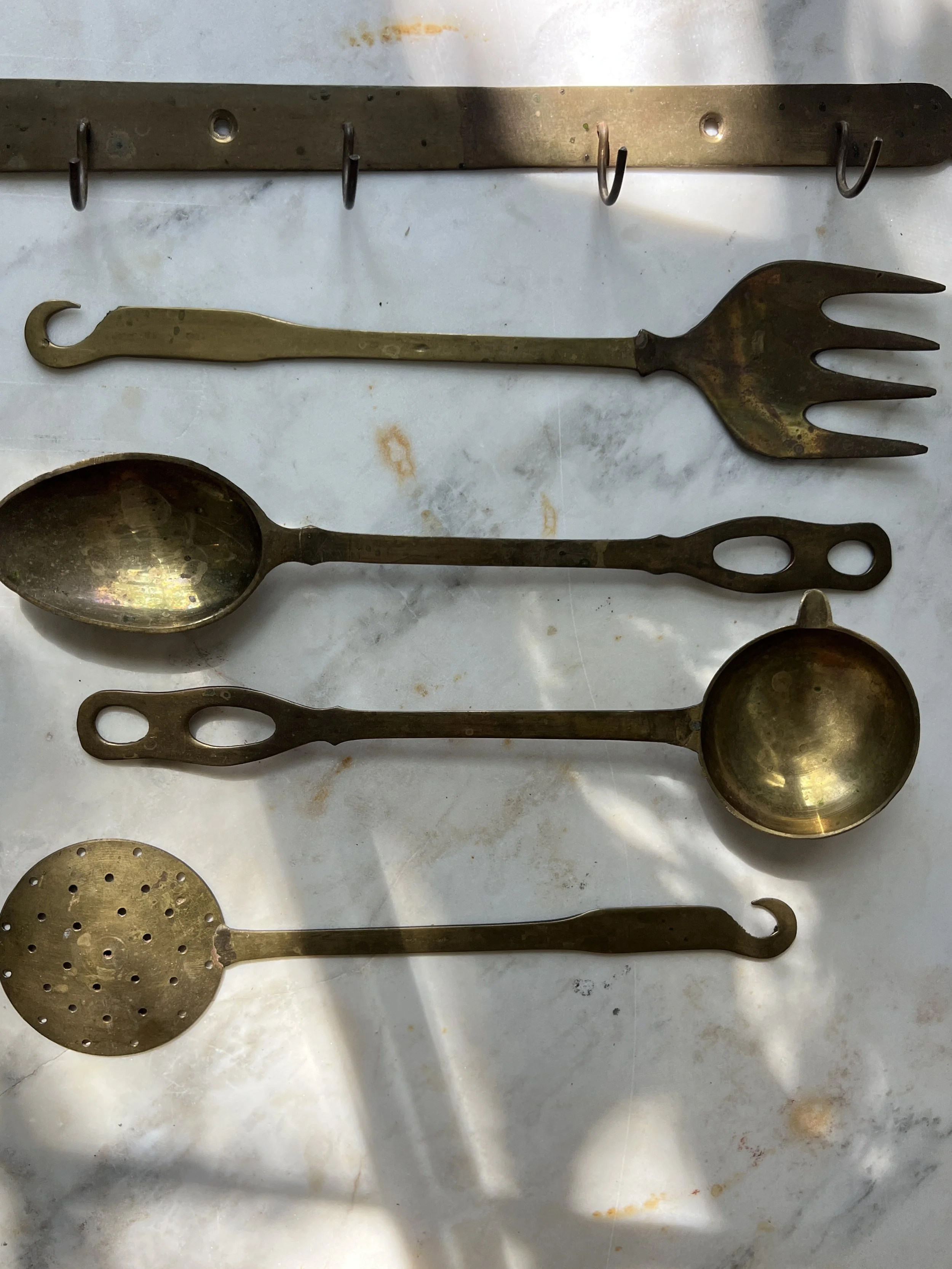 brass utensil storage hook rack — Tributary Collective