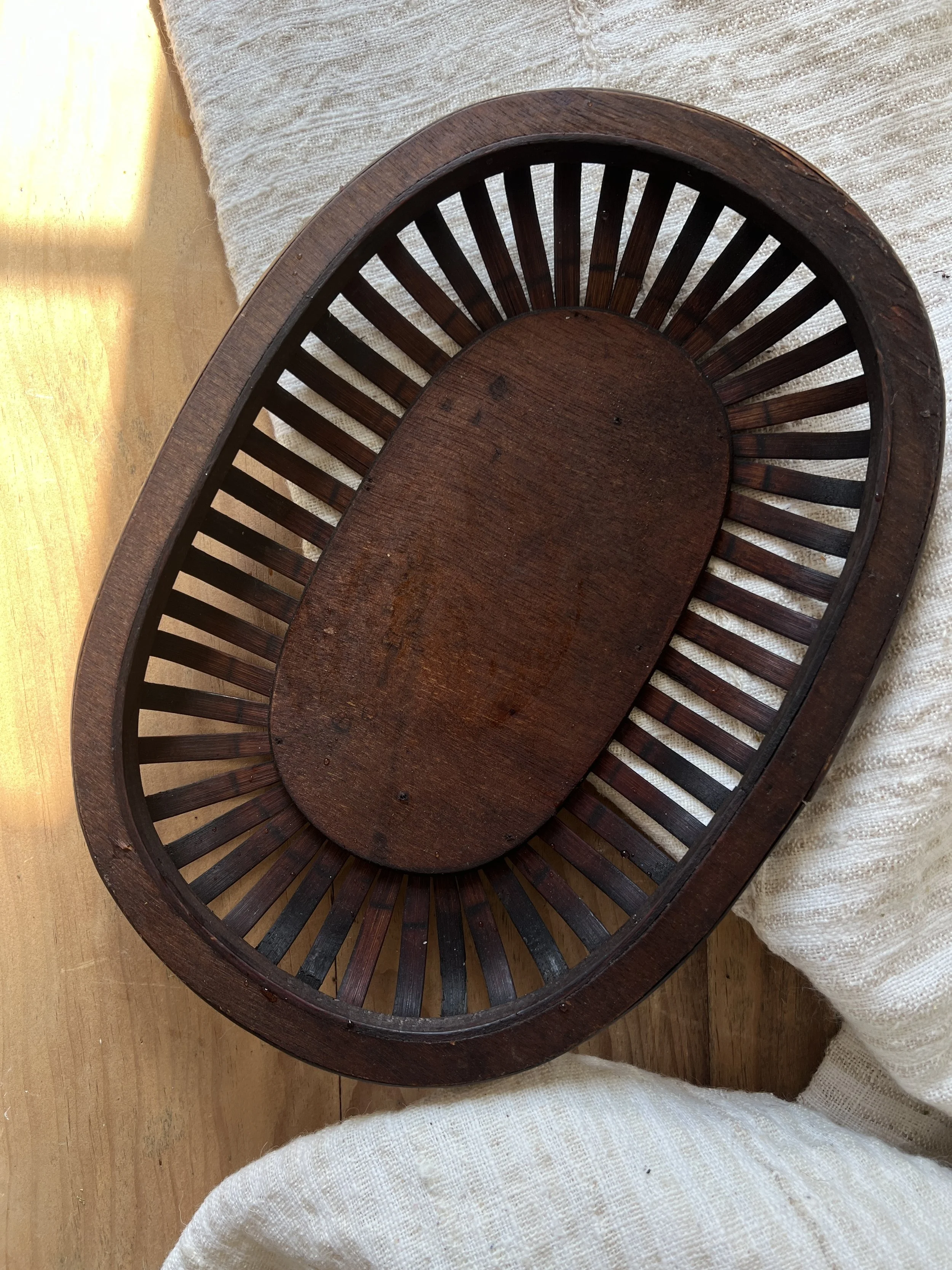 Vintage Oval Rattan Basket — Tributary Collective