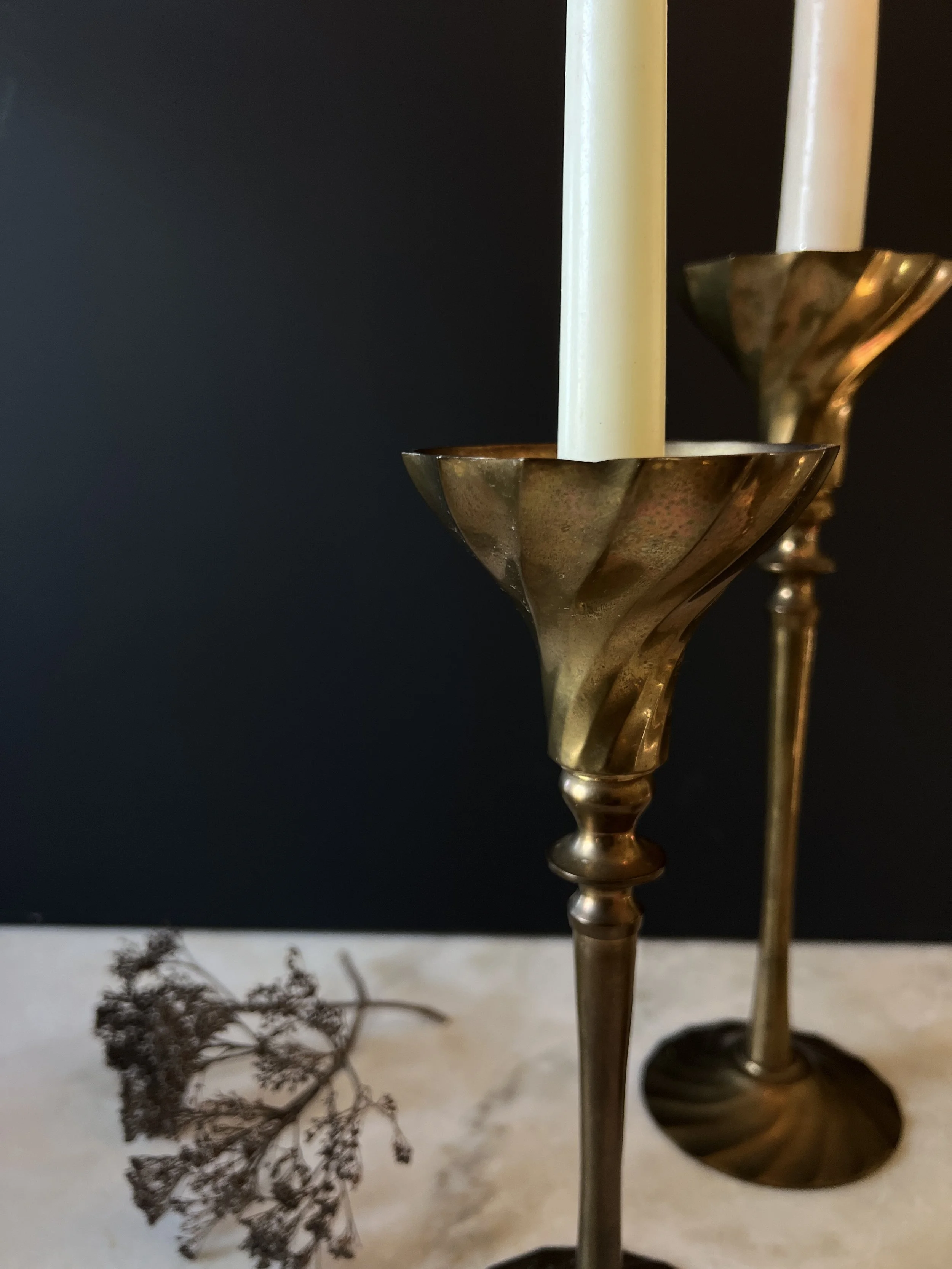 Pair of Metal Verdigris Candlesticks Tributary Collective — Tributary ...
