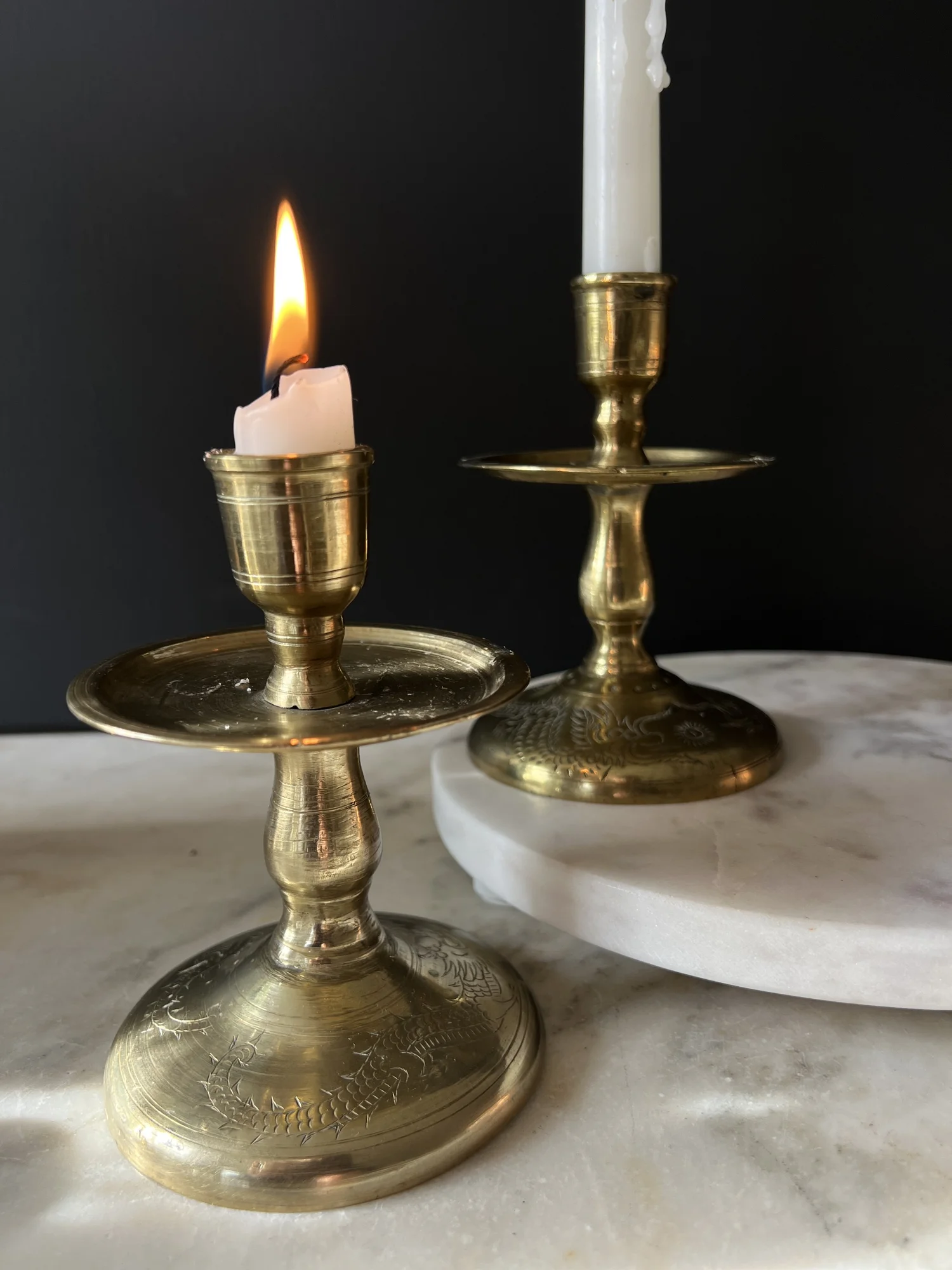 Pair of Metal Verdigris Candlesticks Tributary Collective — Tributary ...