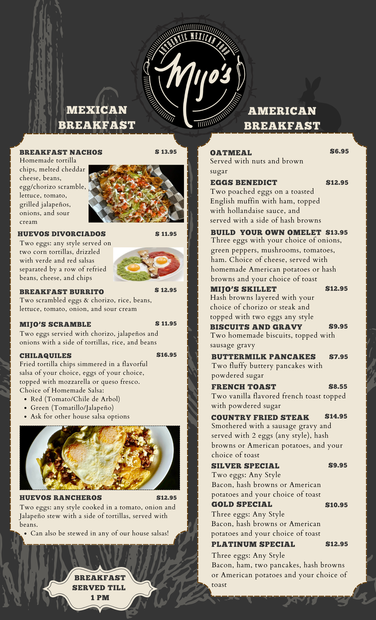 Fox Lake Menu — Mijo's
