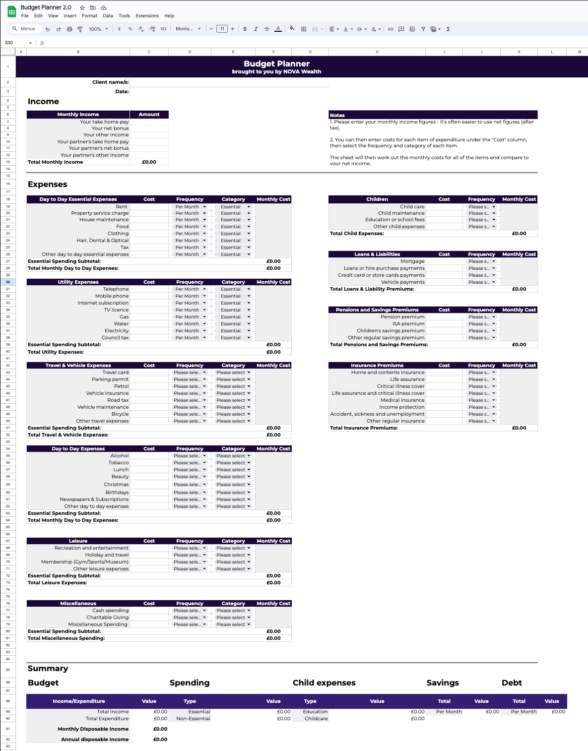Budget Planner — James Shack