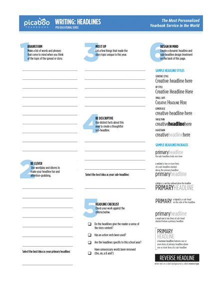 School Yearbook Educational Series — Picaboo Yearbooks