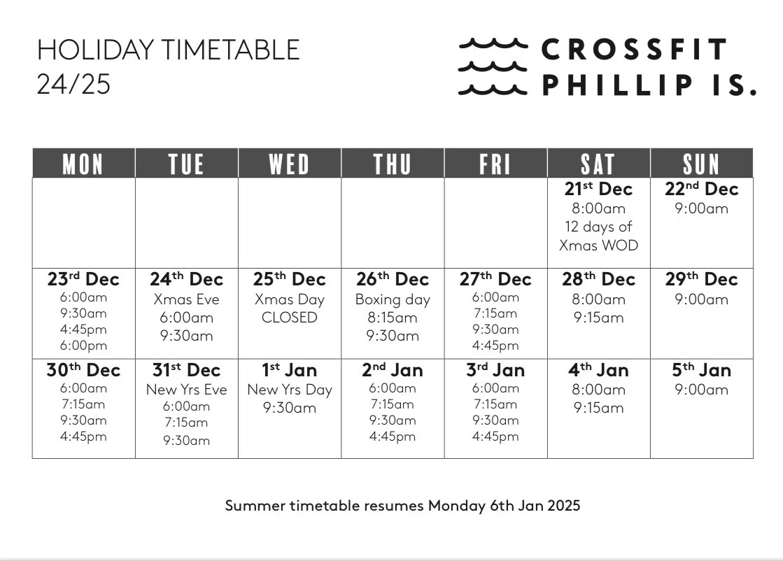 Timetable — CrossFit Phillip Island