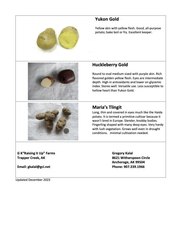Seed Potato Varieties from Greg Kalal — Good Earth Garden School