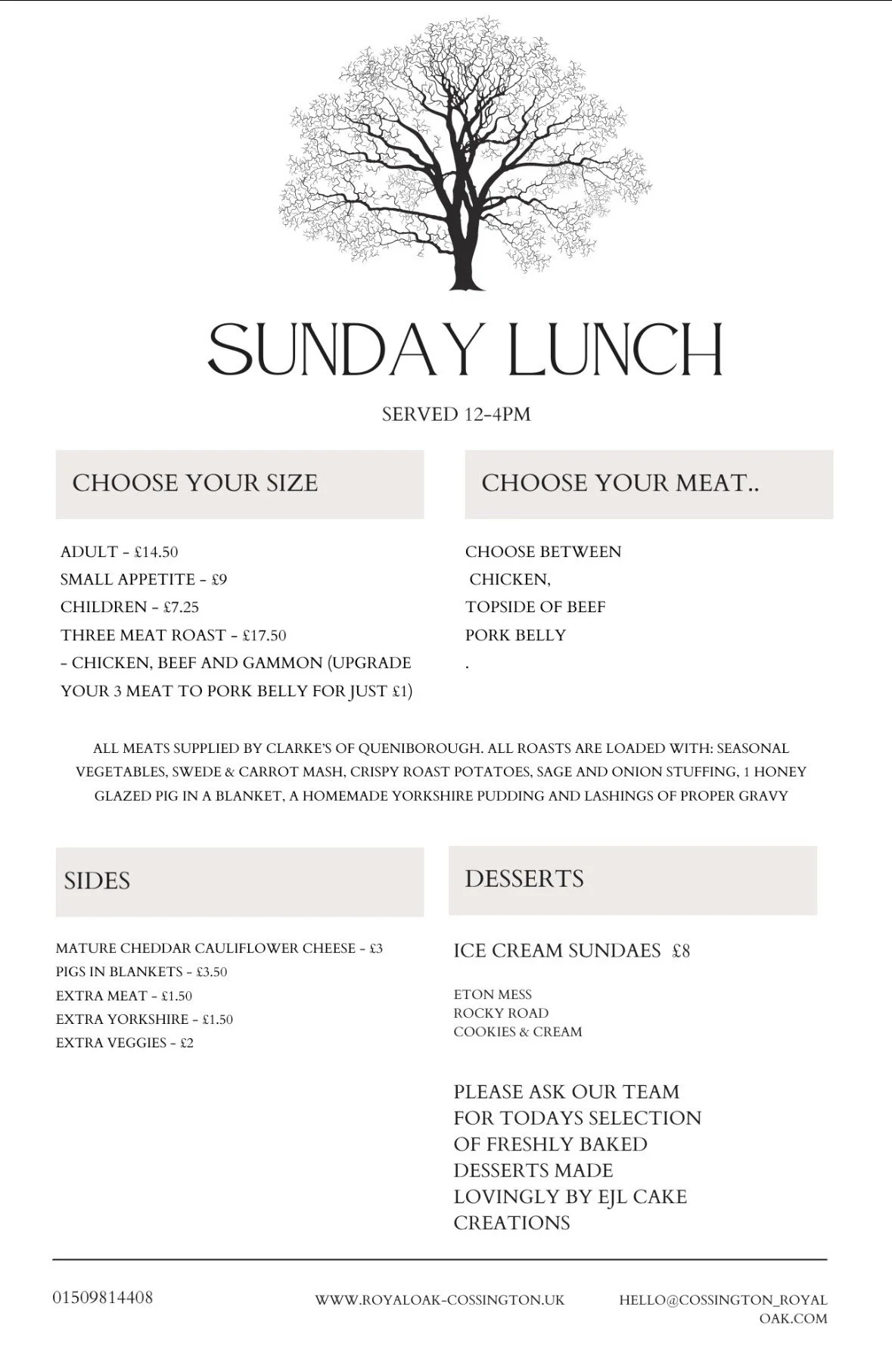 Menu 1 — Royal Oak