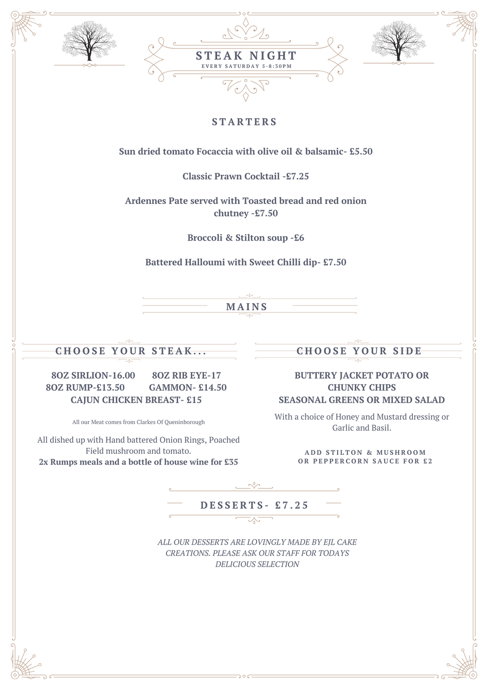Menu 1 — Royal Oak