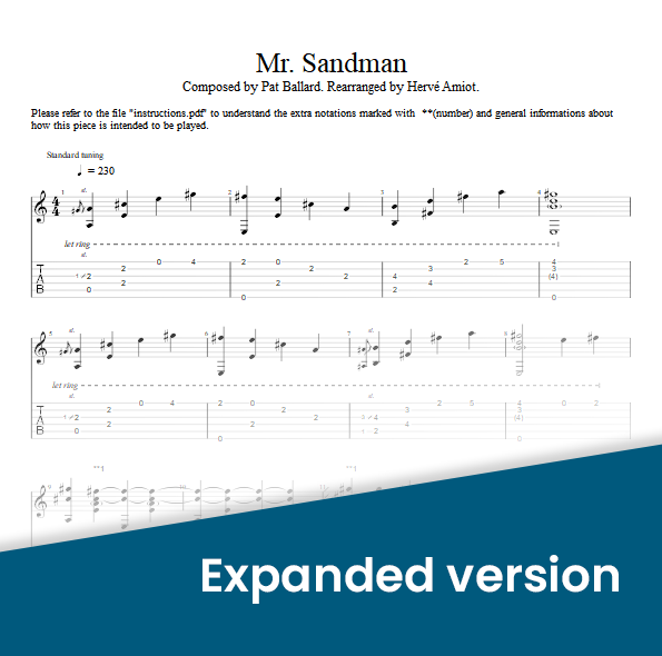 Mr. Sandman Guitar Tab — Hervé Amiot