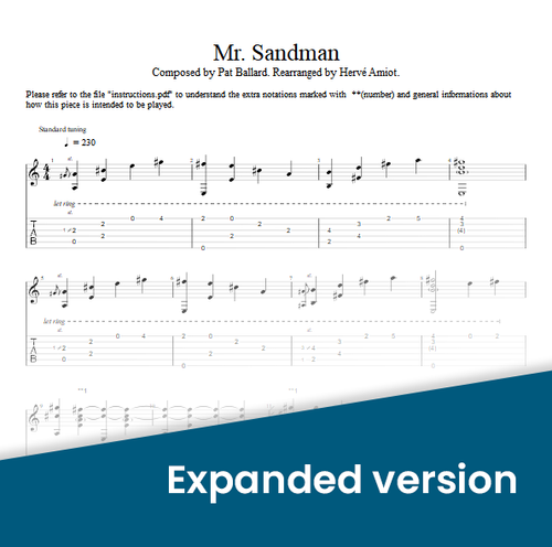 Mr. Sandman Guitar Tab — Hervé Amiot