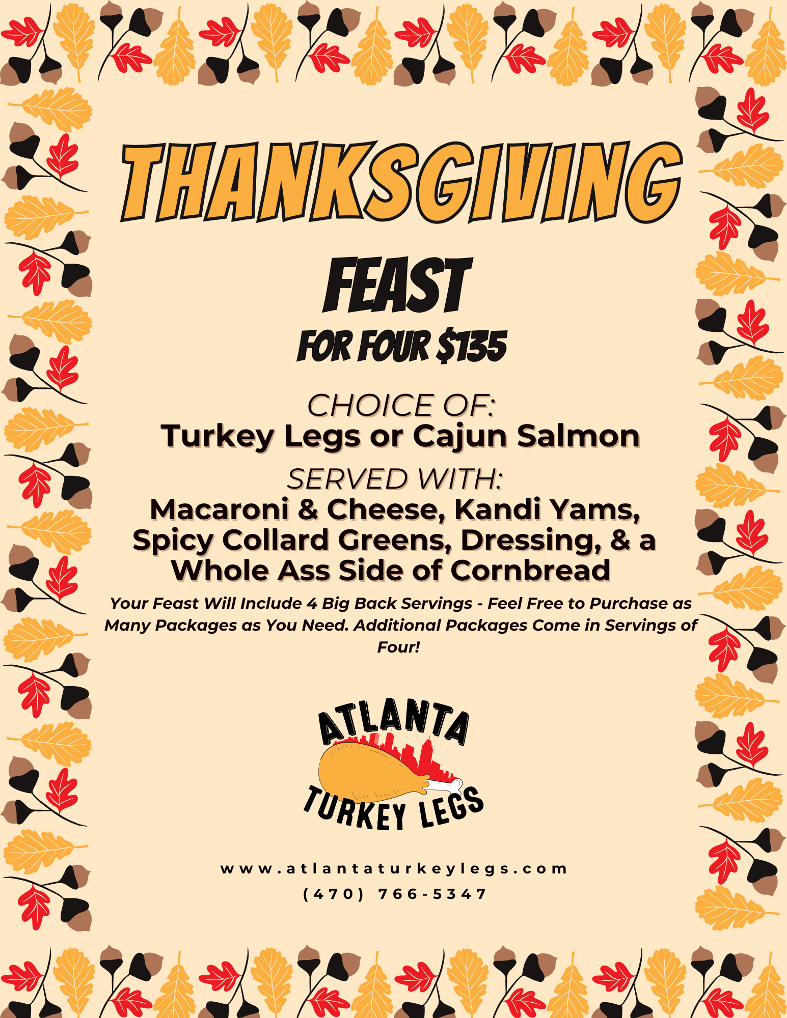 Menu — Atlanta Turkey Legs