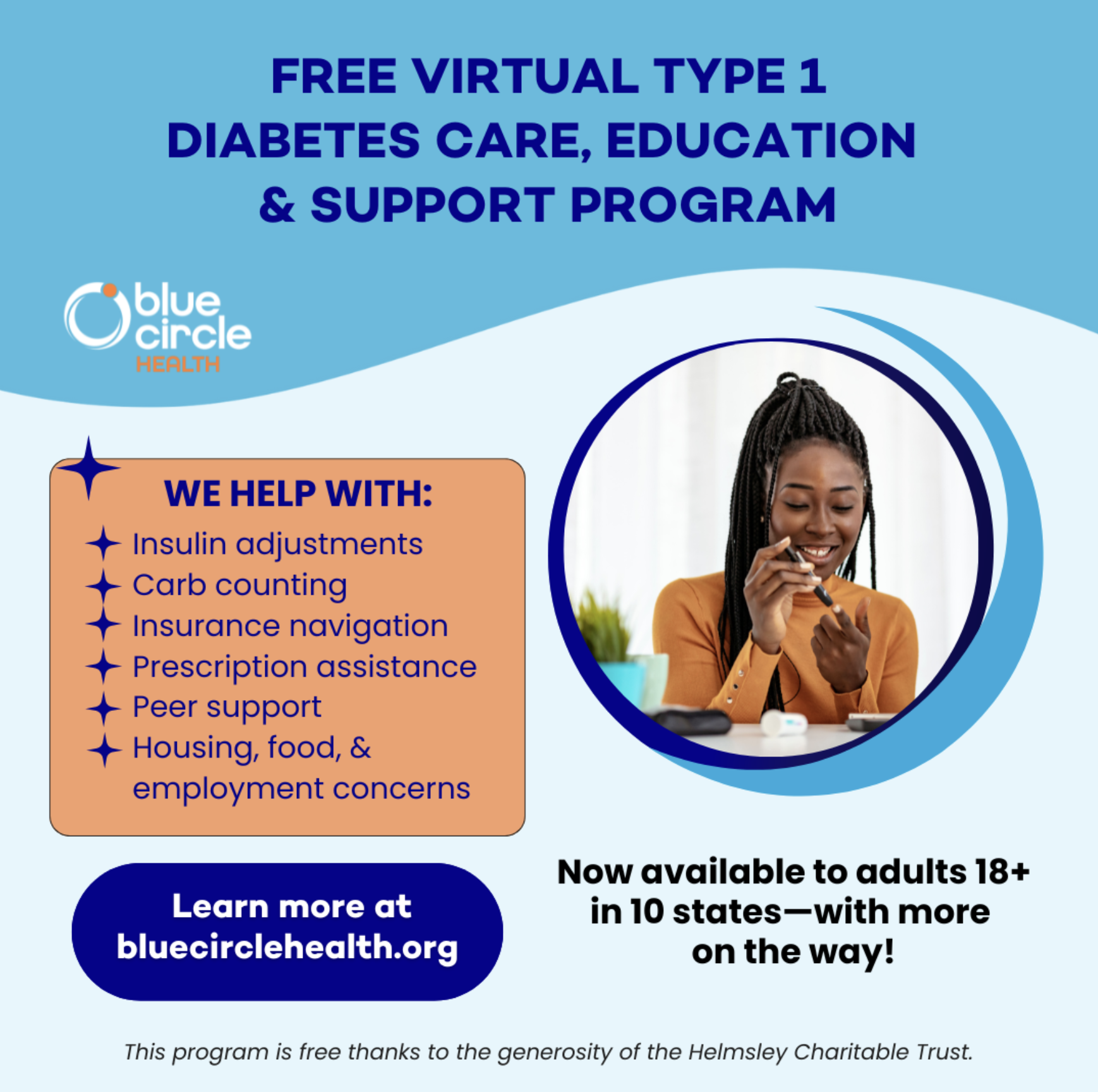 Big News: Blue Circle Health Now Live in 10 States! — Touched By Type 1
