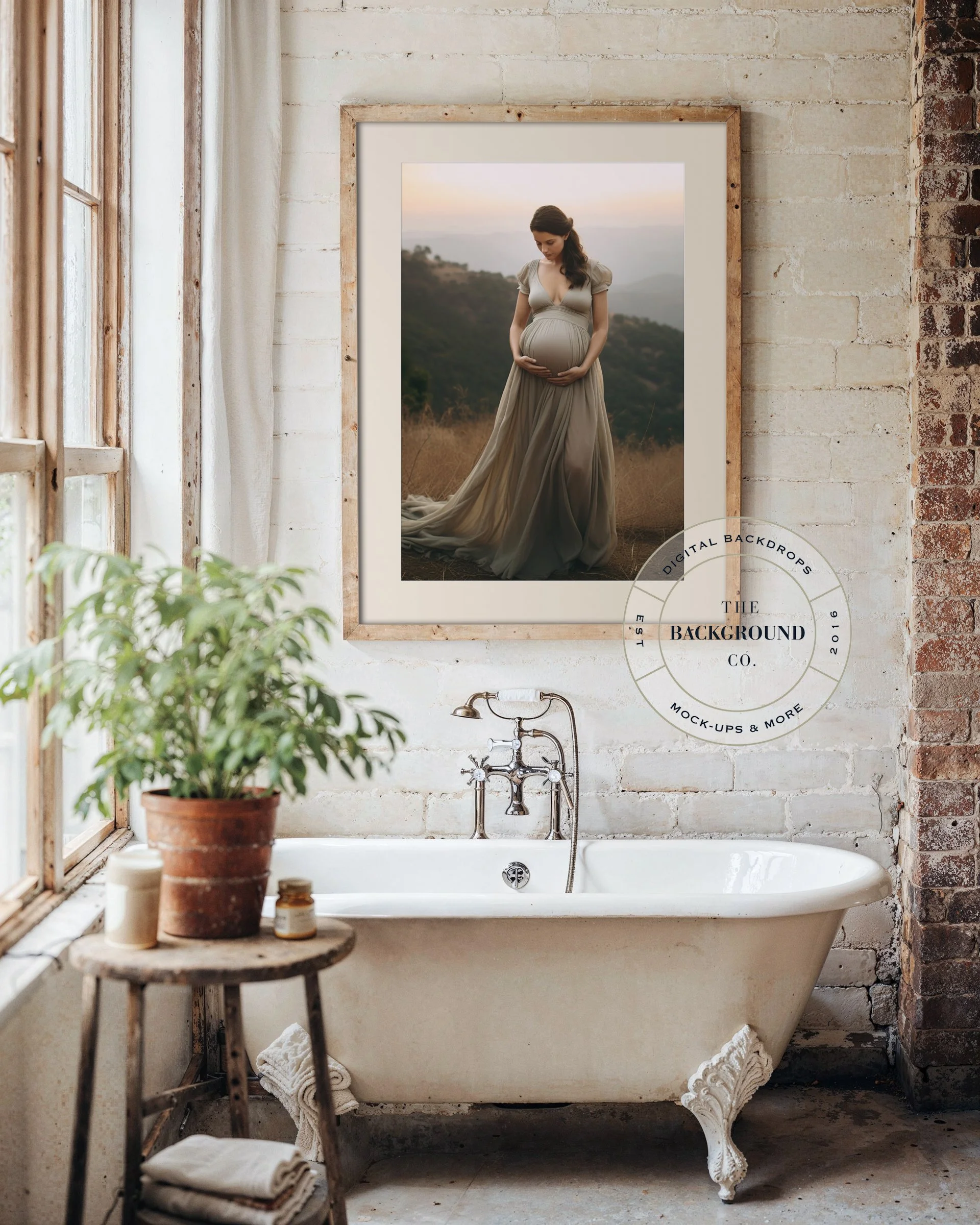 White Serene Clawfoot Tub Cottage-Bath Room & Frame Mockup Contemporary ...