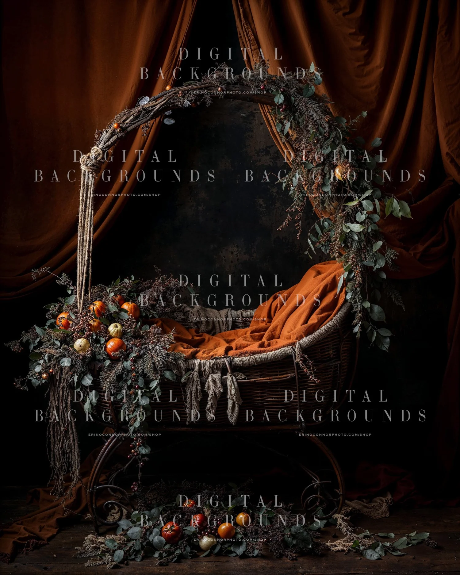 Dramatic Baroque Gold Arch Room Mockups and Digital Backdrops - Vintage ...