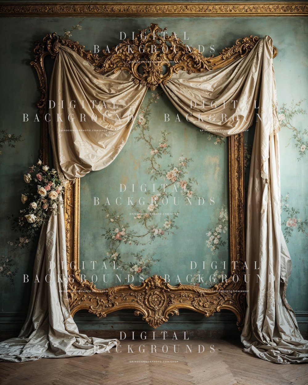 Ivory Silk Baroque Drapery Digital Backgrounds | Digital Artist Assets ...