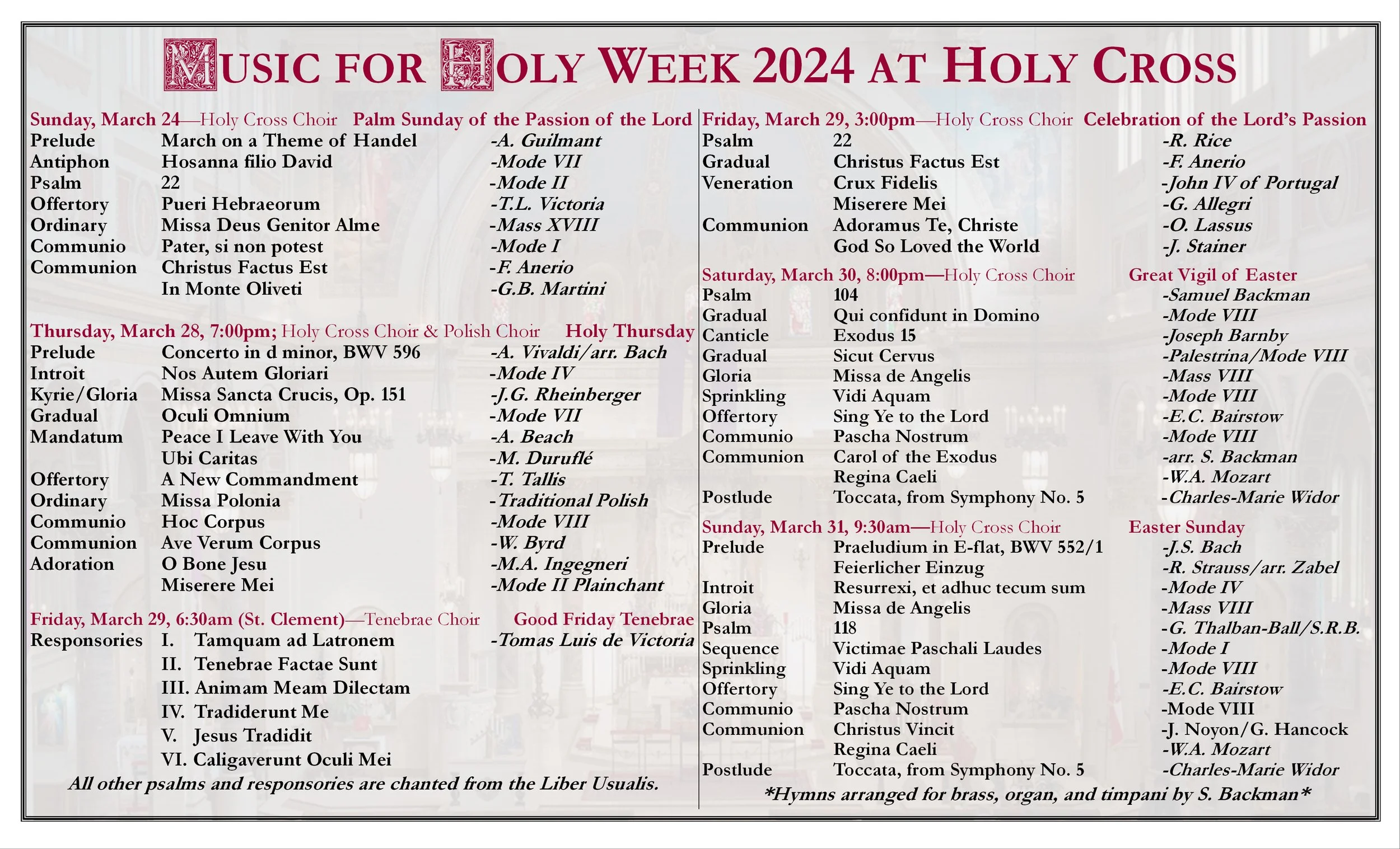 Sacred Music — + Holy Cross Catholic Church