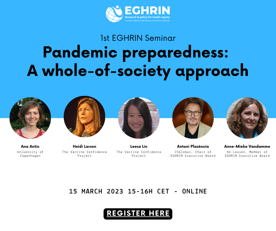 1st EGHRIN Seminar: “Pandemic preparedness: A whole-of-society approach” — EGHRIN