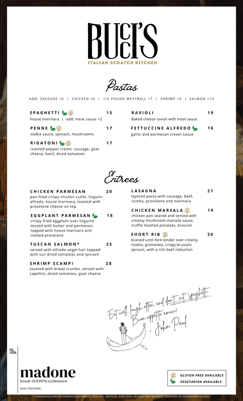 Dinner — Bucci's Italian Scratch Kitchen