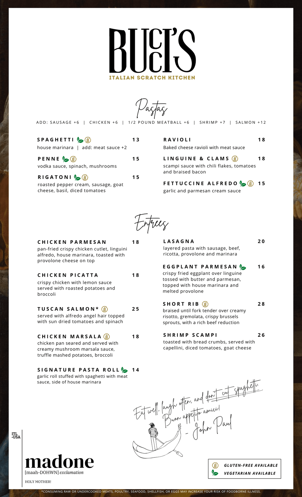 Dinner — Bucci's Italian Scratch Kitchen