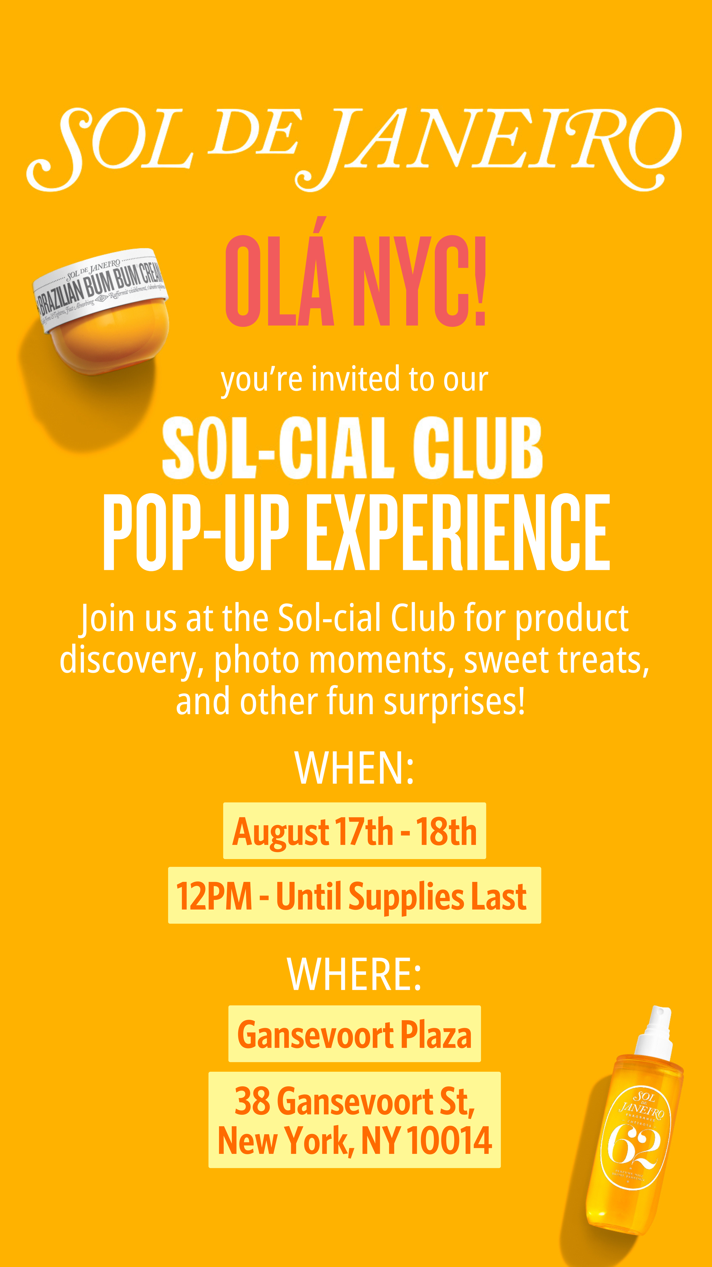 Sol De Janeiro Sol-Cial Club — NYC for FREE