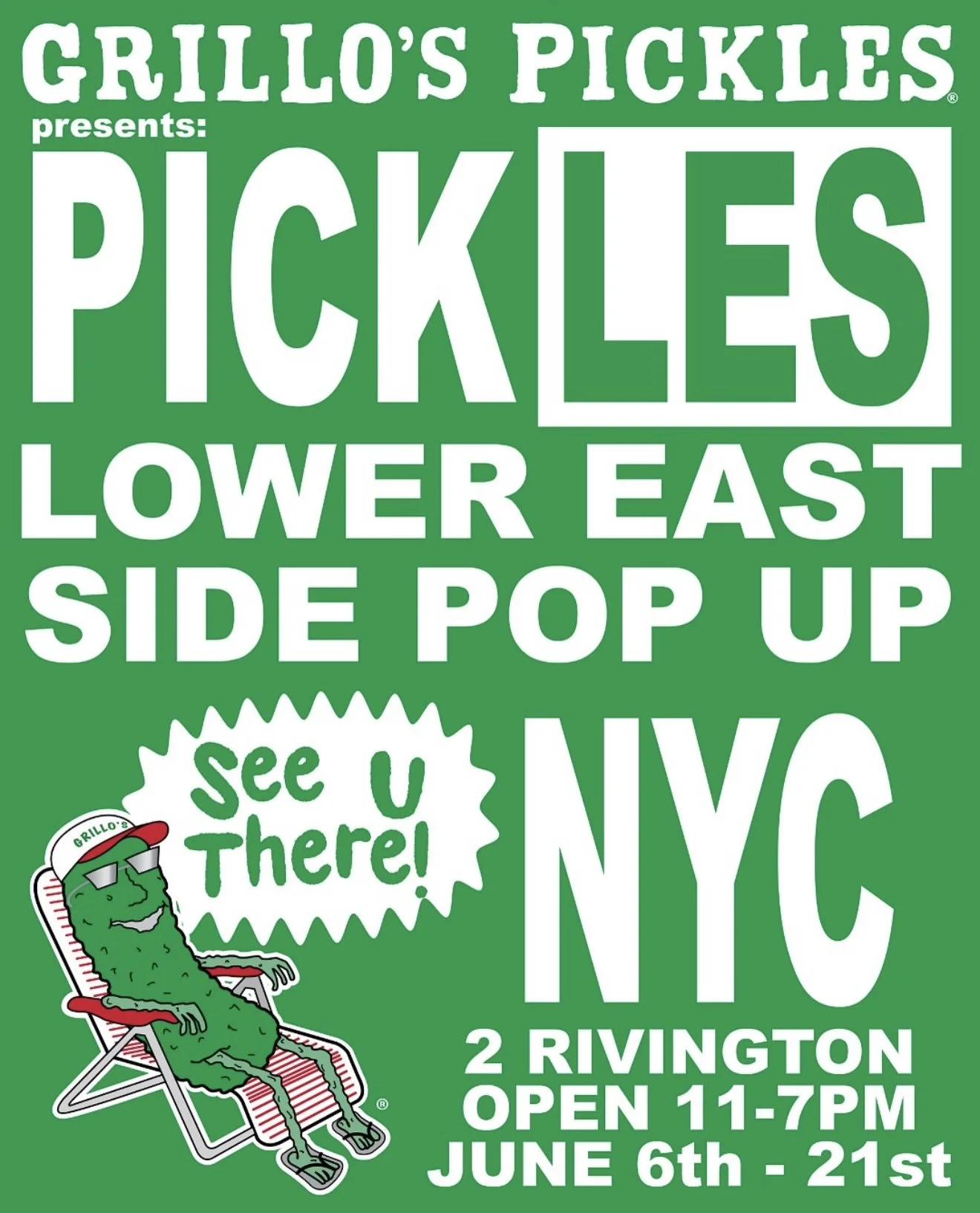 Grillo's Pickles PickLES NYC Pop-Up — NYC for FREE