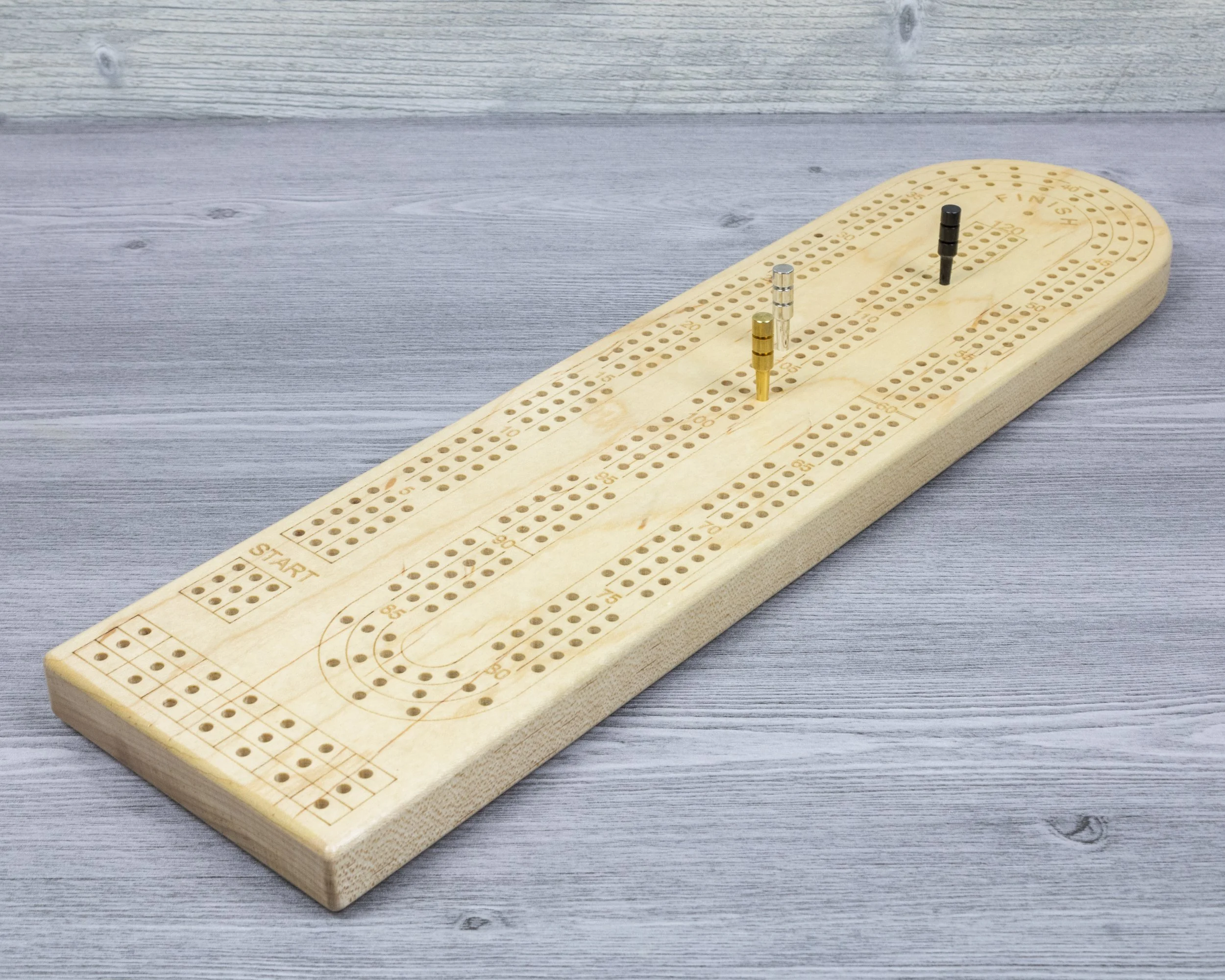 Maple Hardwood 3 Lane Cribbage Board | 15.25” x 4” | Includes Set of 3 ...