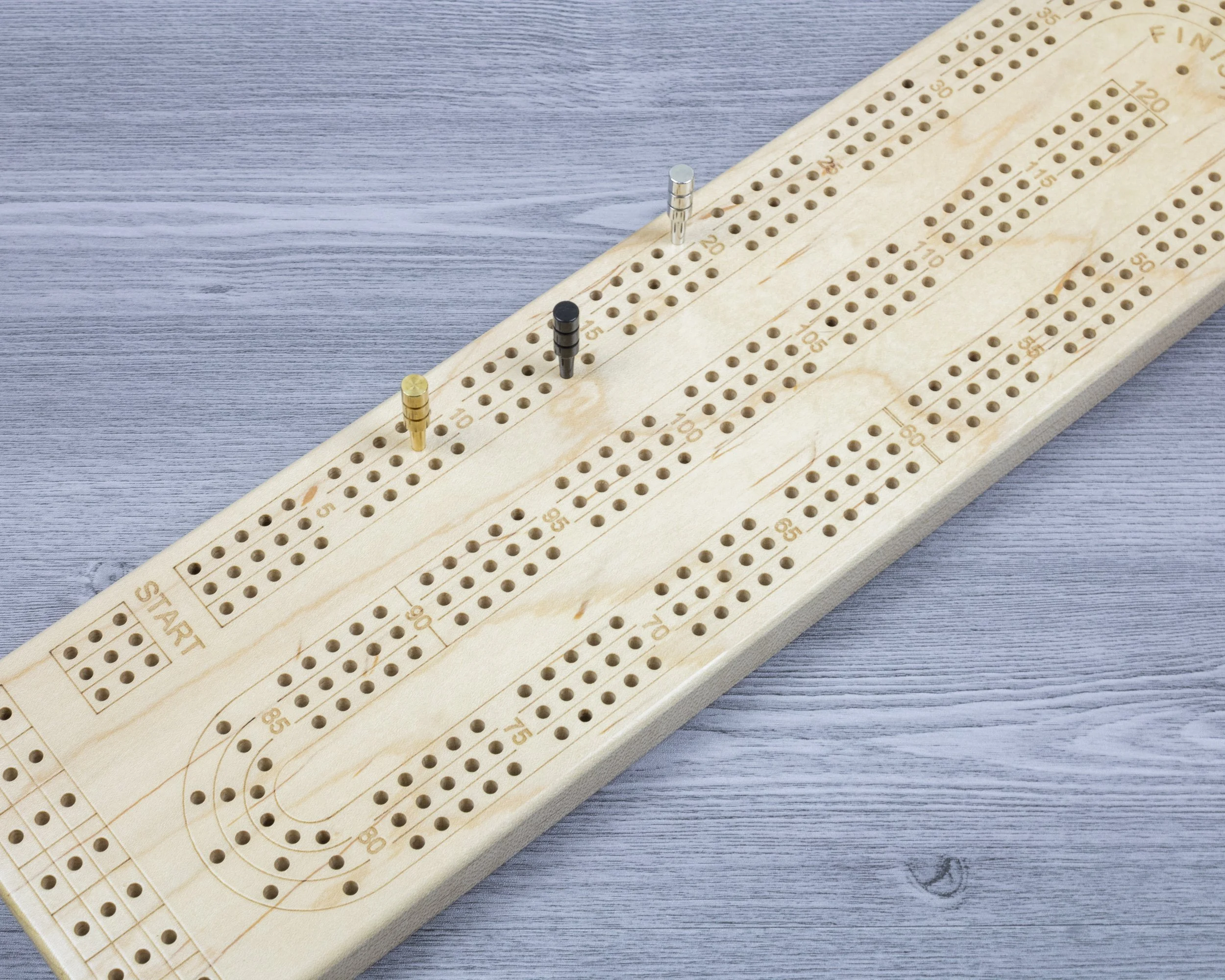 Maple Hardwood 3 Lane Cribbage Board | 15.25” x 4” | Includes Set of 3 ...